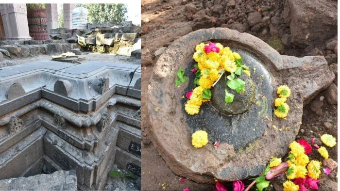 उज्जैन में महाकाल मंदिर परिसर में खोदाई में मिले शिवलिंग पर संस्कृत व ...