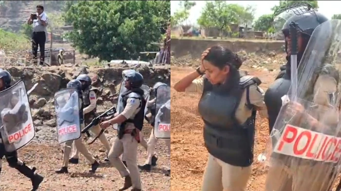 रतलाम में भारी बवाल, निवेश क्षेत्र के विरोध में पुलिस पर पथराव, दागने ...