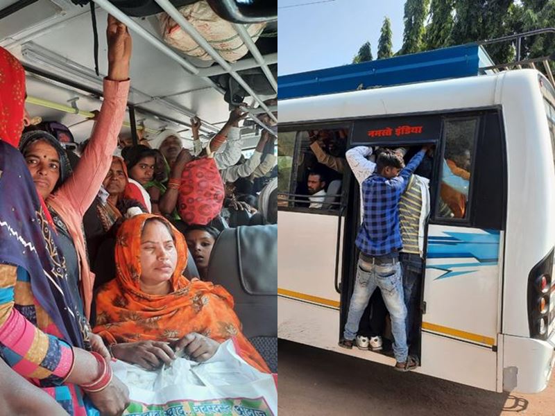 दमोह में ओवरलोड बसों पर कार्रवाई बनी दिखावा, सामने आई ऐसी तस्वीर ...