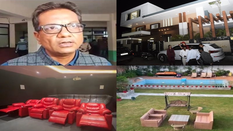 EOW Raid in Jabalpur: जबलपुर आरटीओ संतोष पाल के महल में मिला स्विमिंग पूल मिनी थियेटर और बार ...
