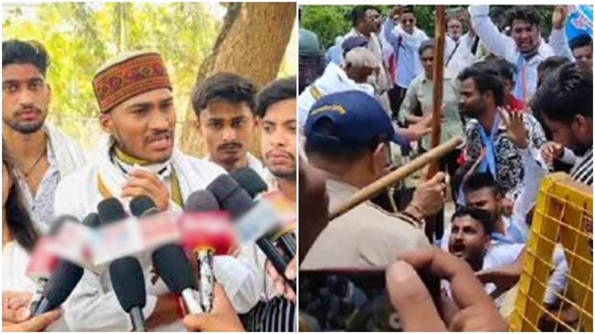 Rewa News : रीवा में पुलिस और एनएसयूआई के बीच धक्का मुक्की, पुलिस ने किया लाठीचार्ज - Clash ...