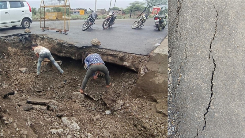 एफडीआर तकनीक से बनाई गई मध्य प्रदेश की पहली सड़क डेढ़ माह में ही टूटी ...