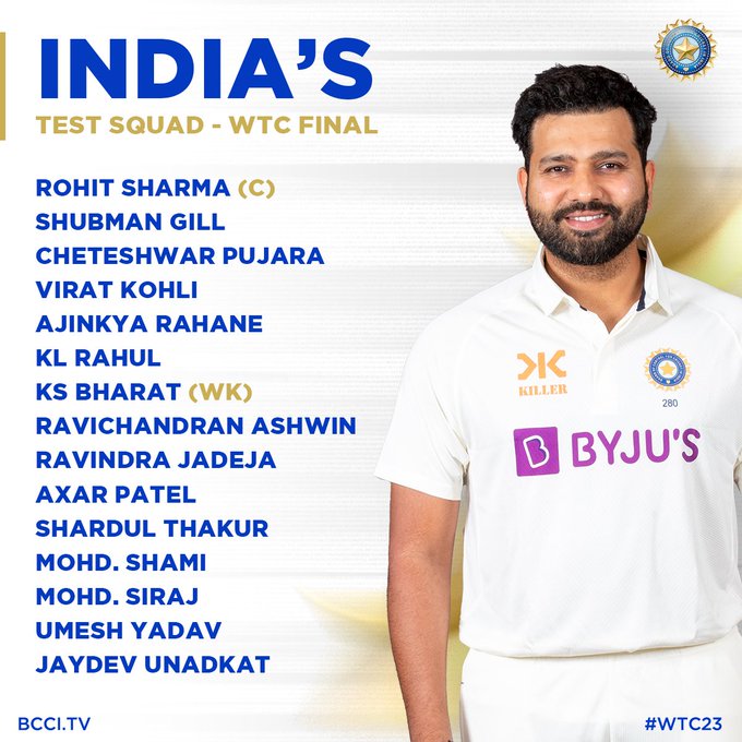 ICC WTC Final 2023: टीम इंडिया का ऐलान, रहाणे शामिल, सूर्या बाहर, देखिए ...