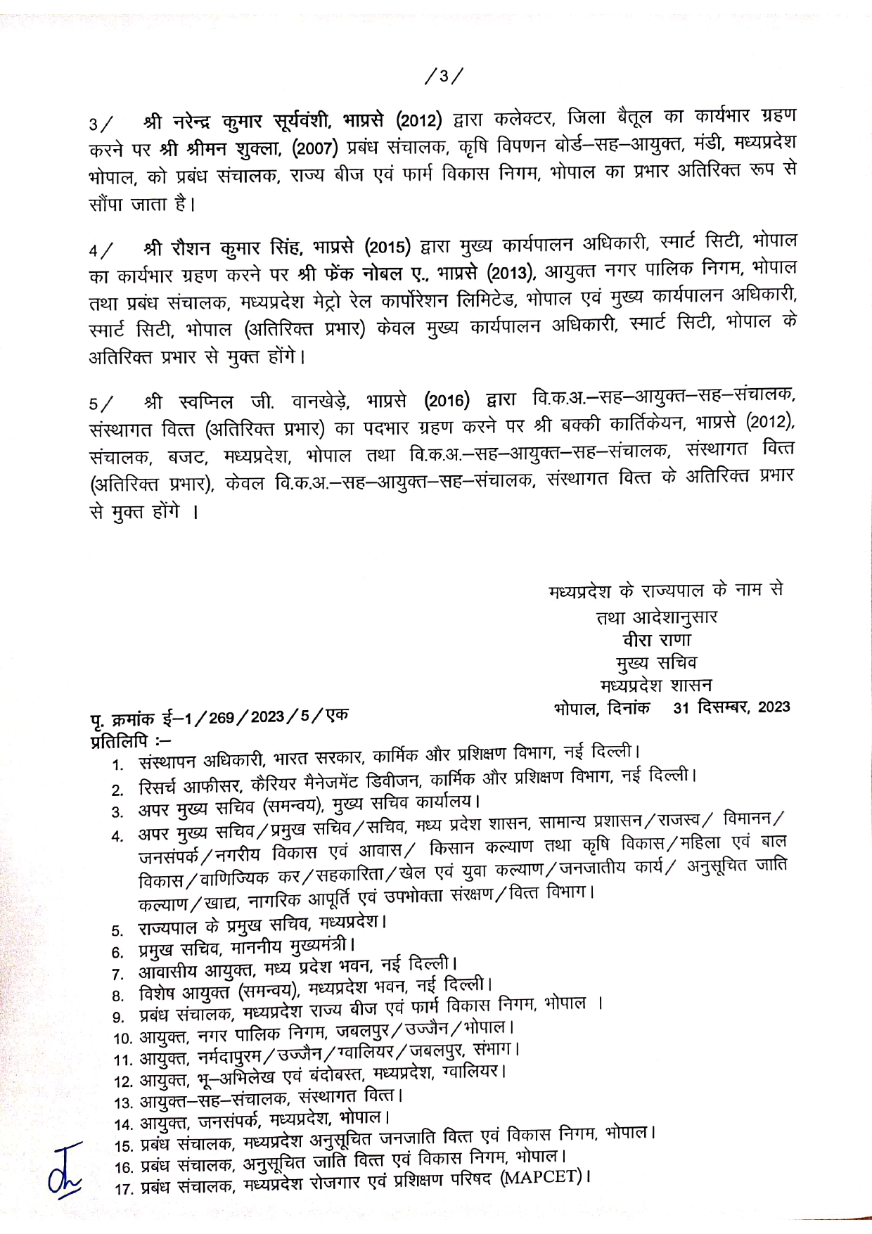 IAS Transfer in MP: मध्य प्रदेश में 10 आइएएस का ट्रांसफर, उज्जैन ...