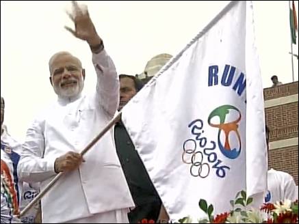 'रन फॉर रियो' में बोले पीएम मोदी, दुनिया का दिल जीतेंगे खिलाड़ी